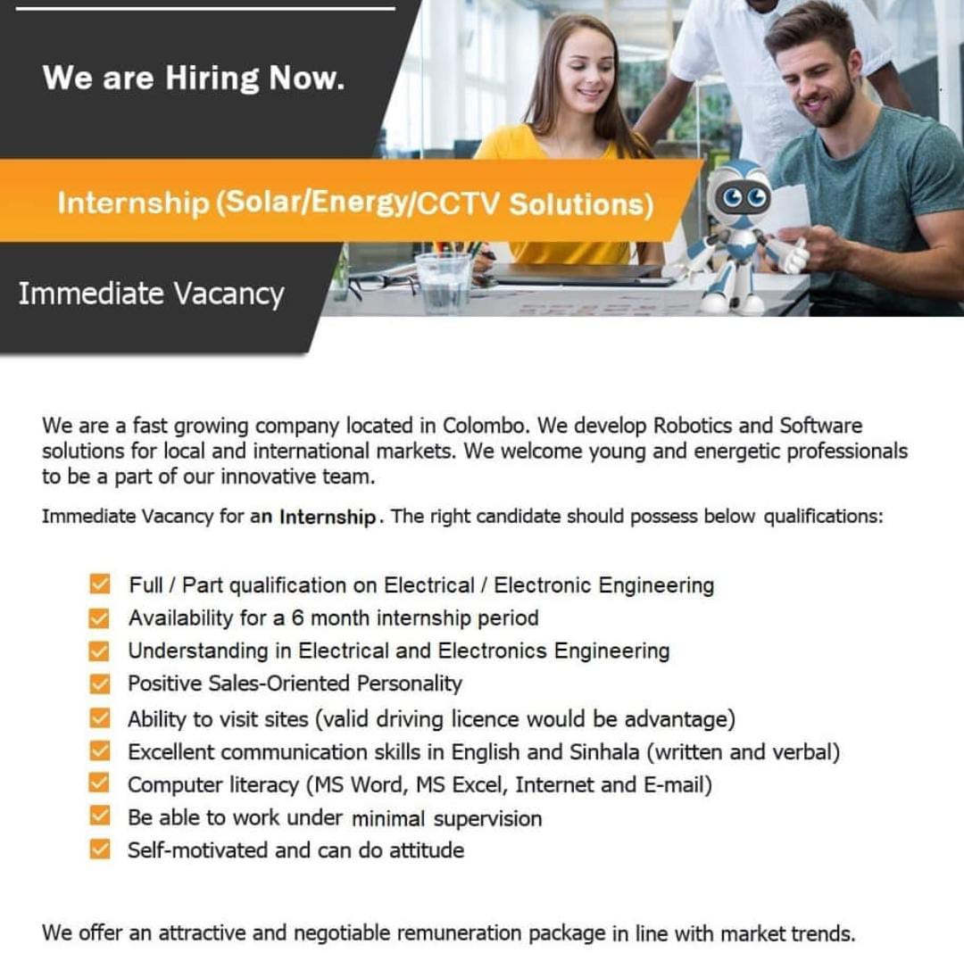 Internship ( Solar / Energy/ CCTV ) - Jobseeker.lk