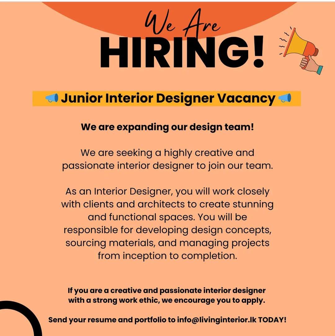 Junior Interior Designer - Jobseeker.lk