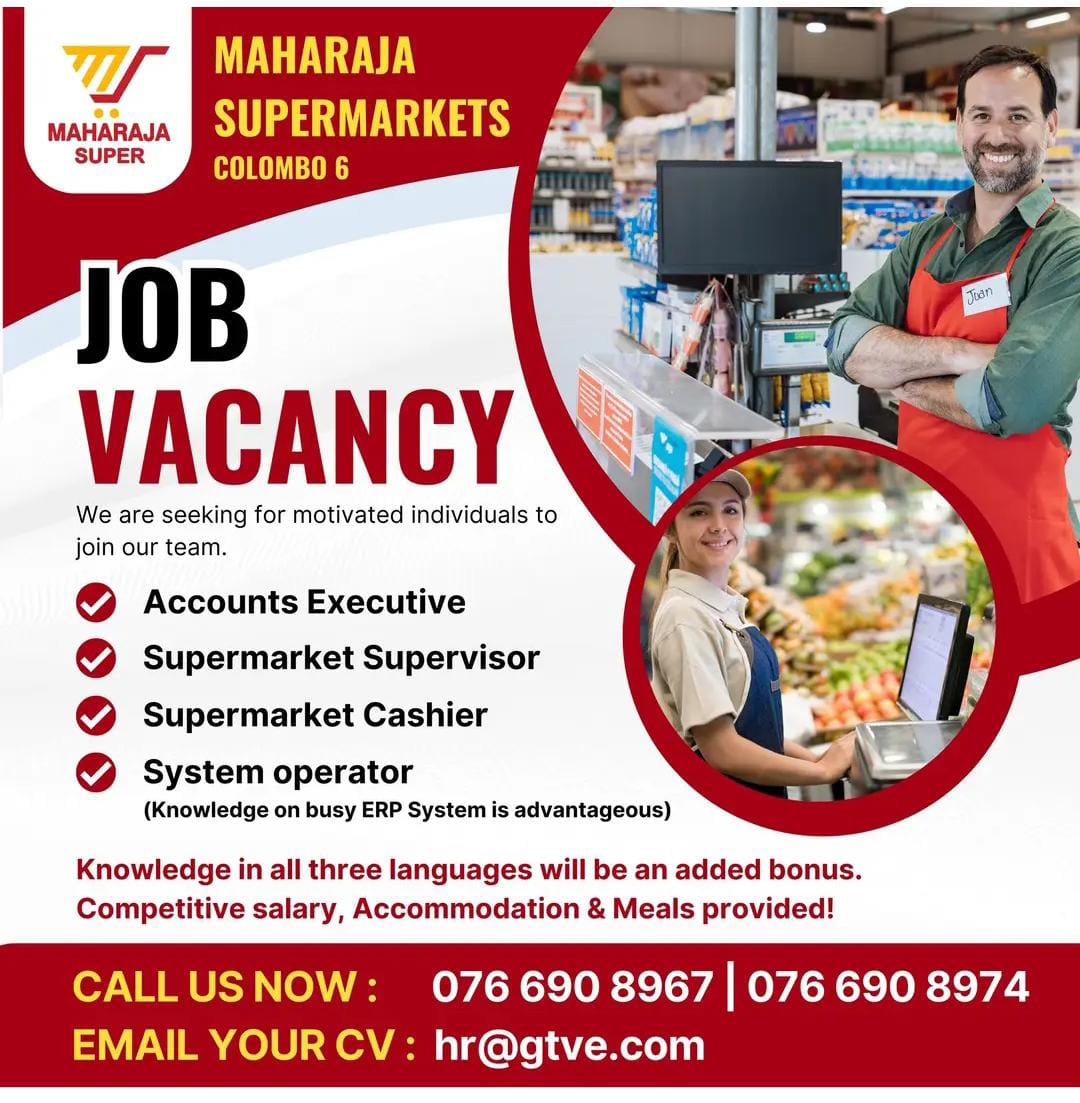 Accounts | Supervisor | Cashier | Operator - Jobseeker.lk