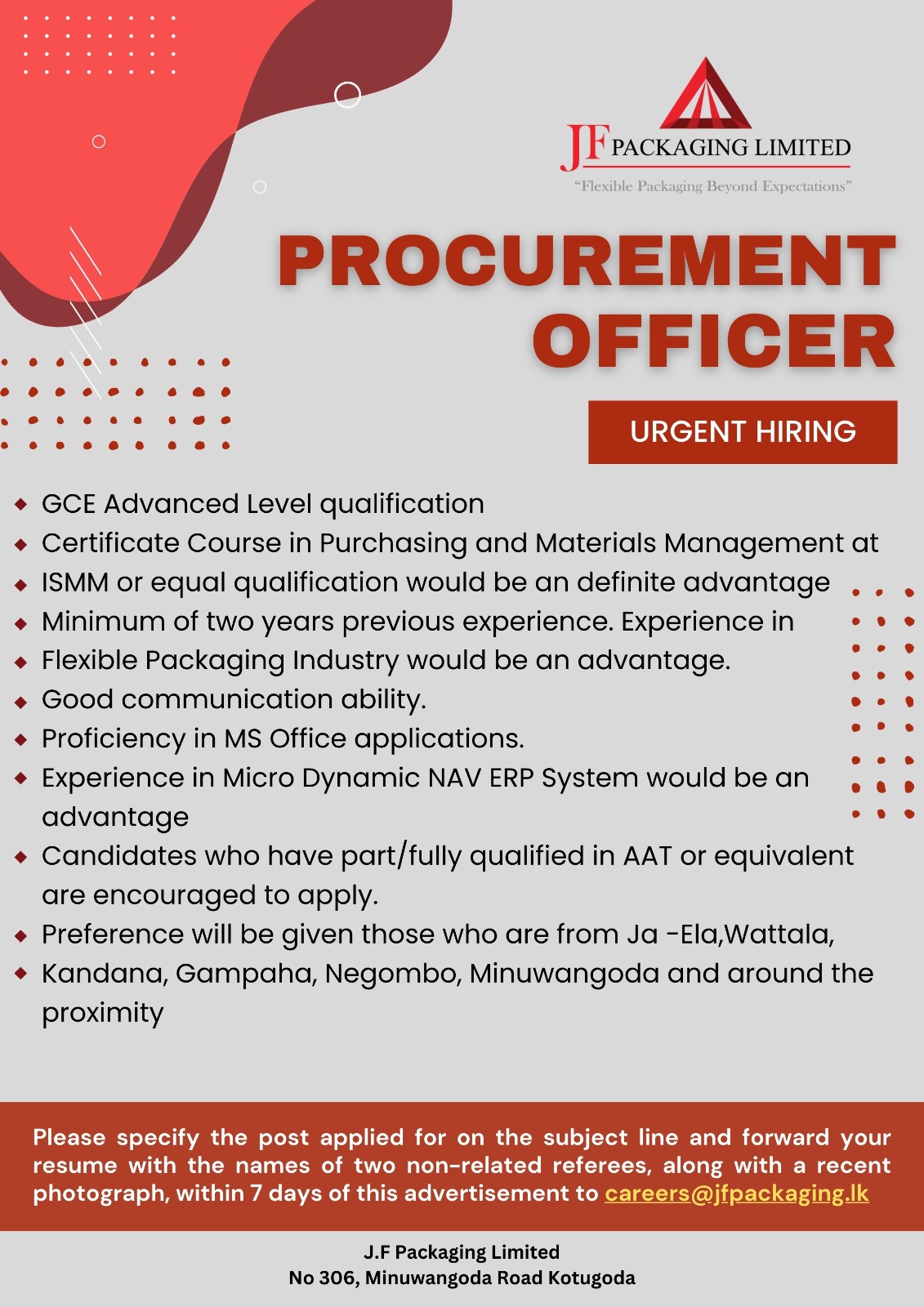 Procurement officer / Pricing Assistant - Jobseeker.lk