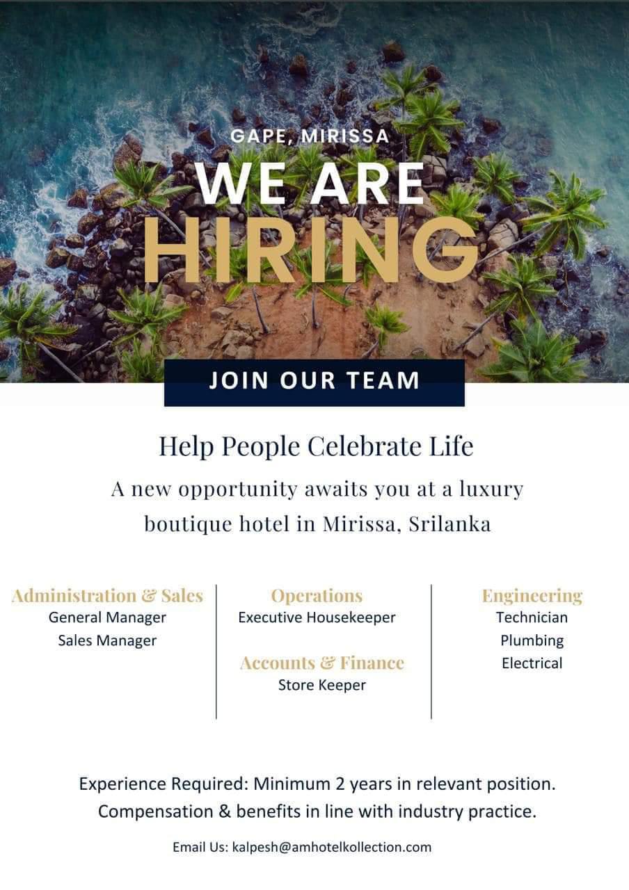 Hotel Vacancy (7 Positions) - Jobseeker.lk