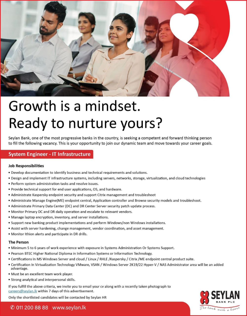 System Engineer -IT infrastructure - Jobseeker.lk