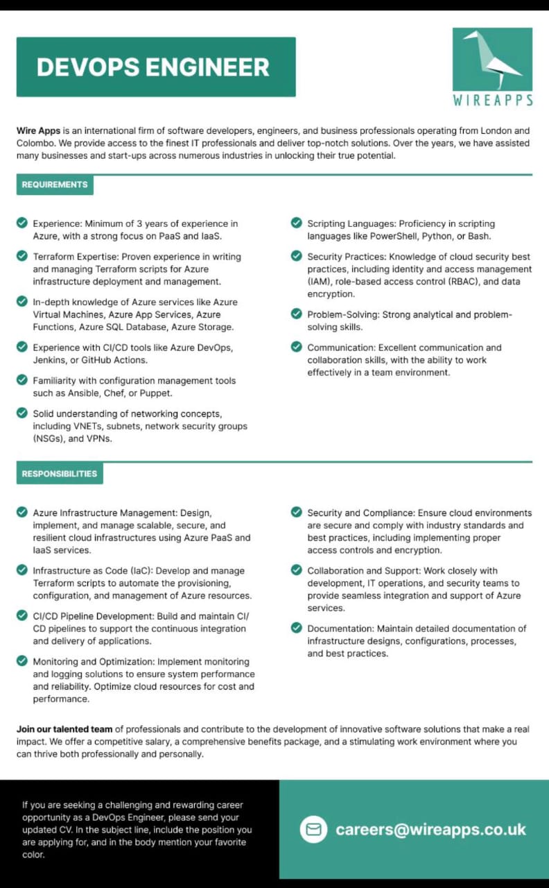 DEVOPS Engineer - Jobseeker.lk