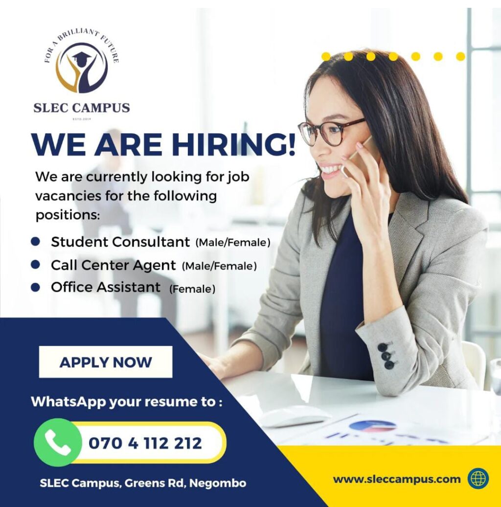 Student consultant| Call center Agent| Office Assistant - Jobseeker.lk
