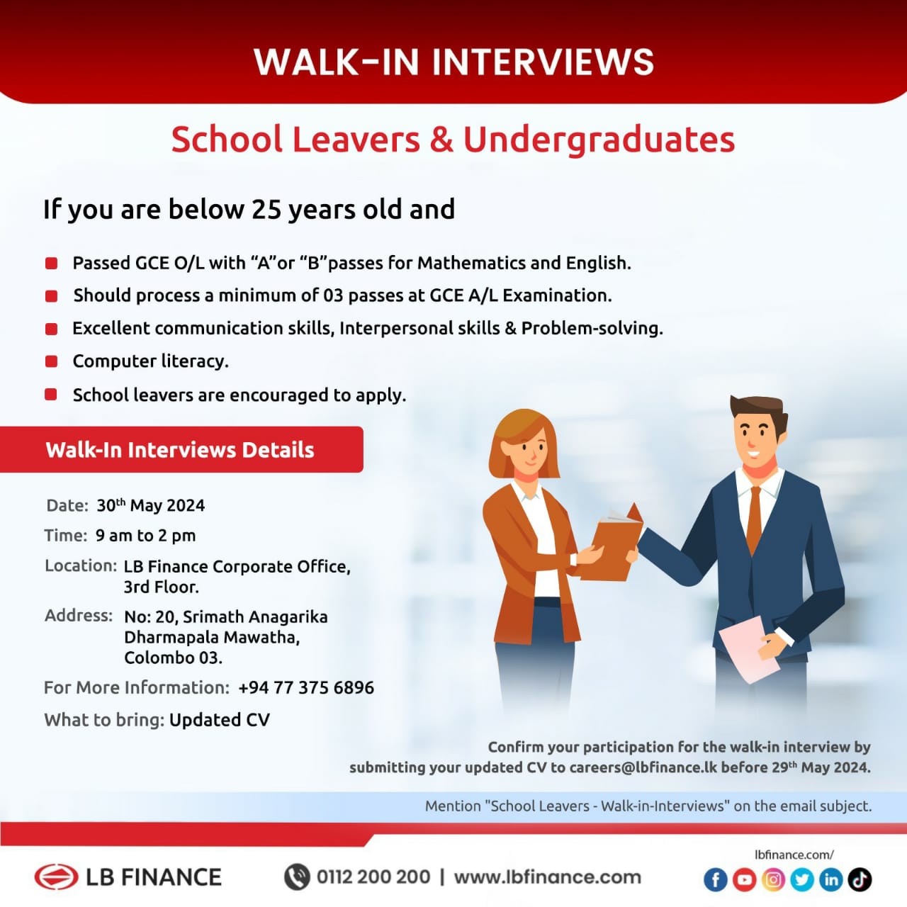LB Finance Walk in interview - Jobseeker.lk
