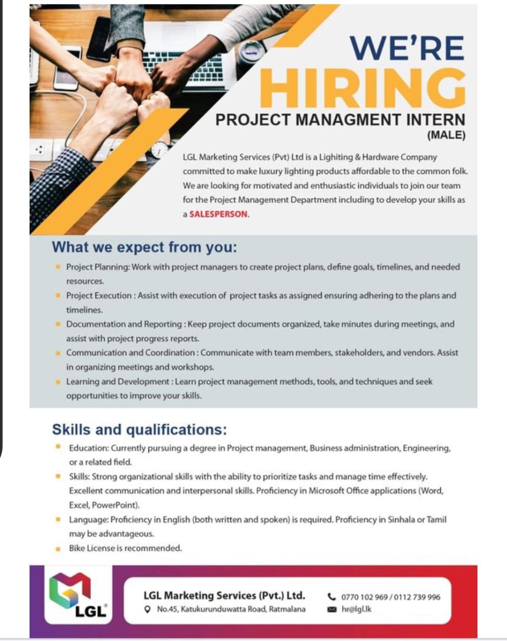 Project Management Internship - Jobseeker.lk