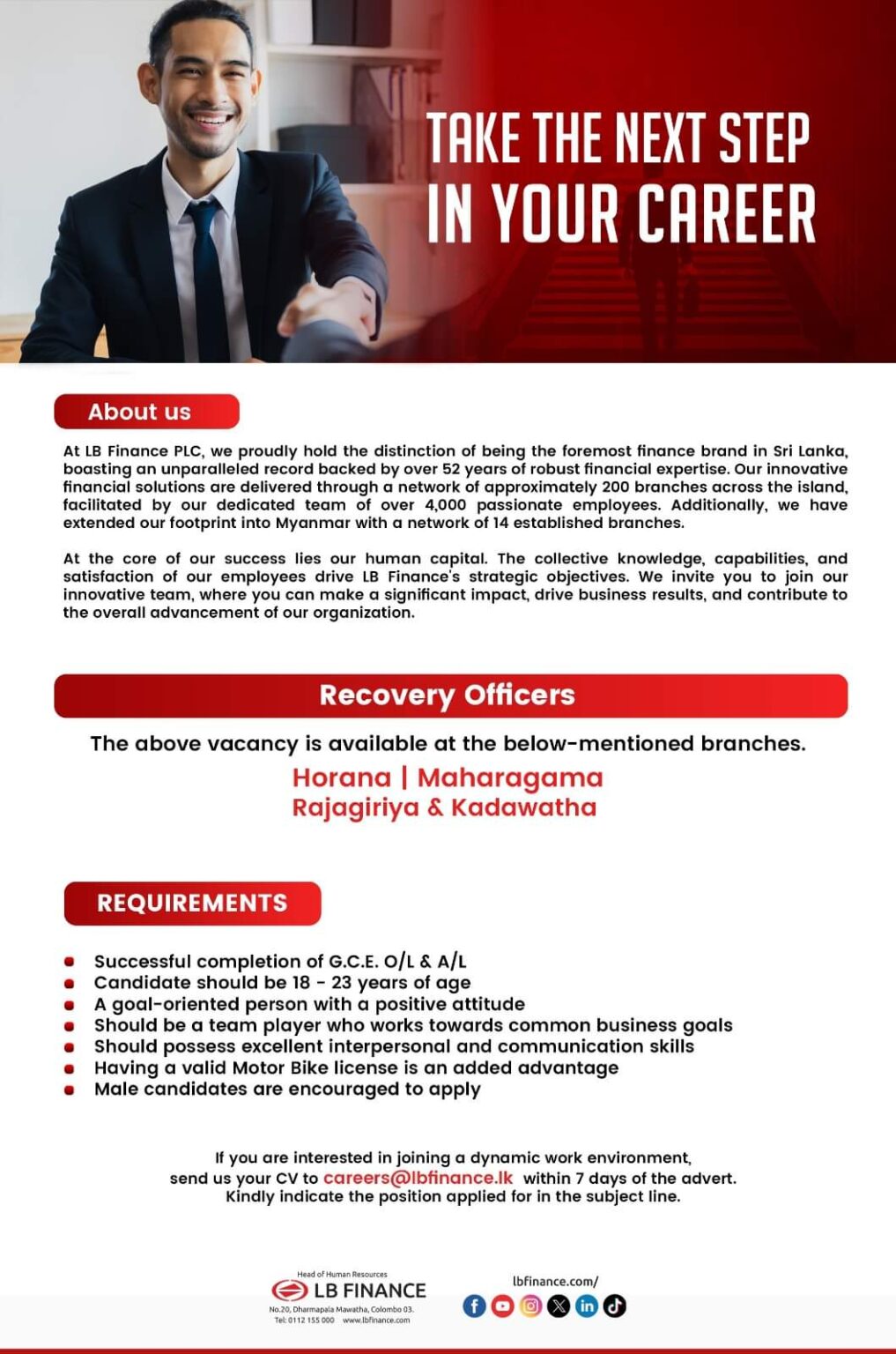 Recovery Officers - Jobseeker.lk