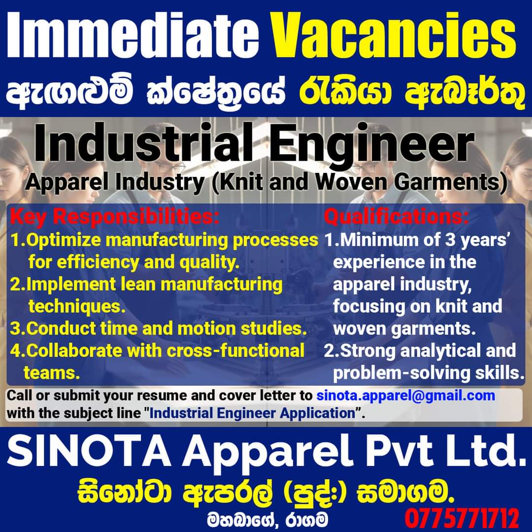 Industrial Engineer - Jobseeker.lk