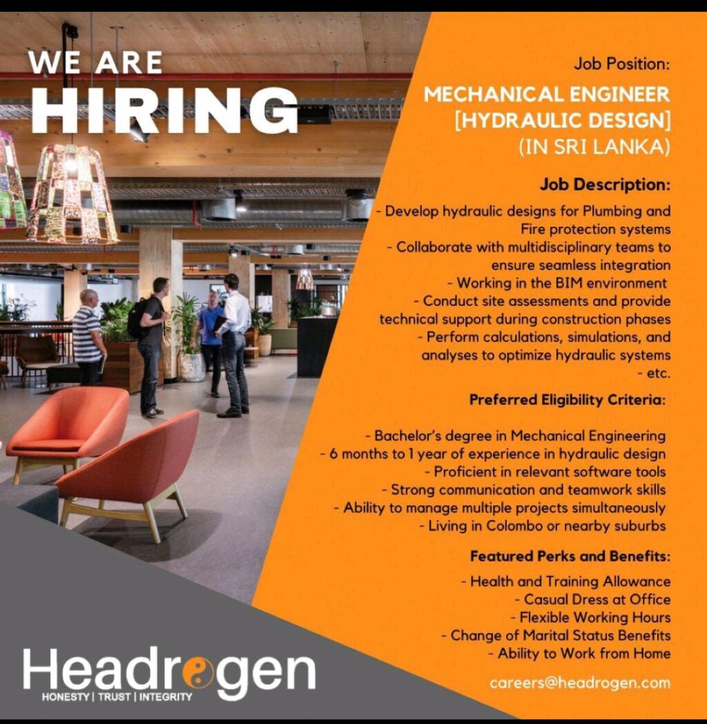 Mechanical Engineer ( Hydraulic Design) - Remote - Jobseeker.lk