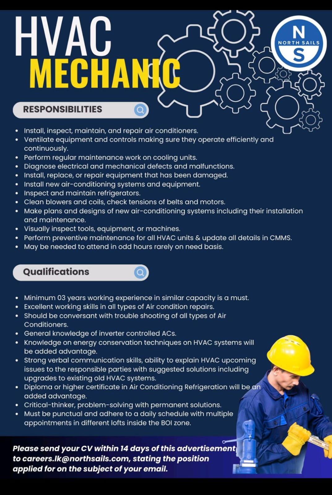 HVAC Mechanic - Jobseeker.lk