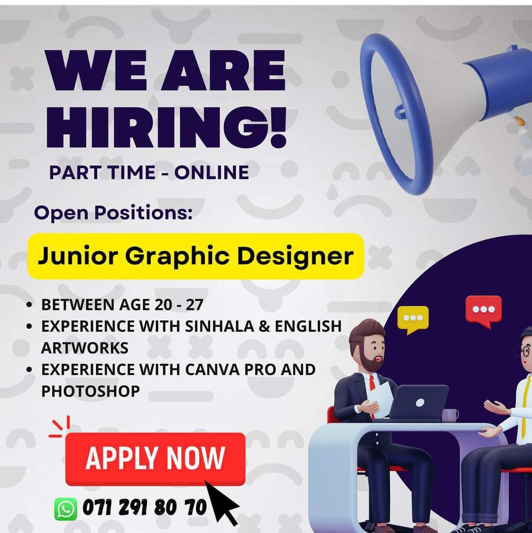 Junior Graphic Designer - Part Time - Work from home - Jobseeker.lk