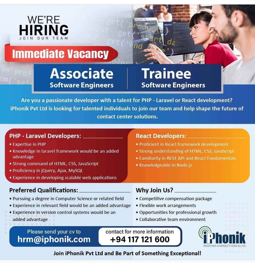 Associate Software Engineer| Trainee Software Engineer - Jobseeker.lk