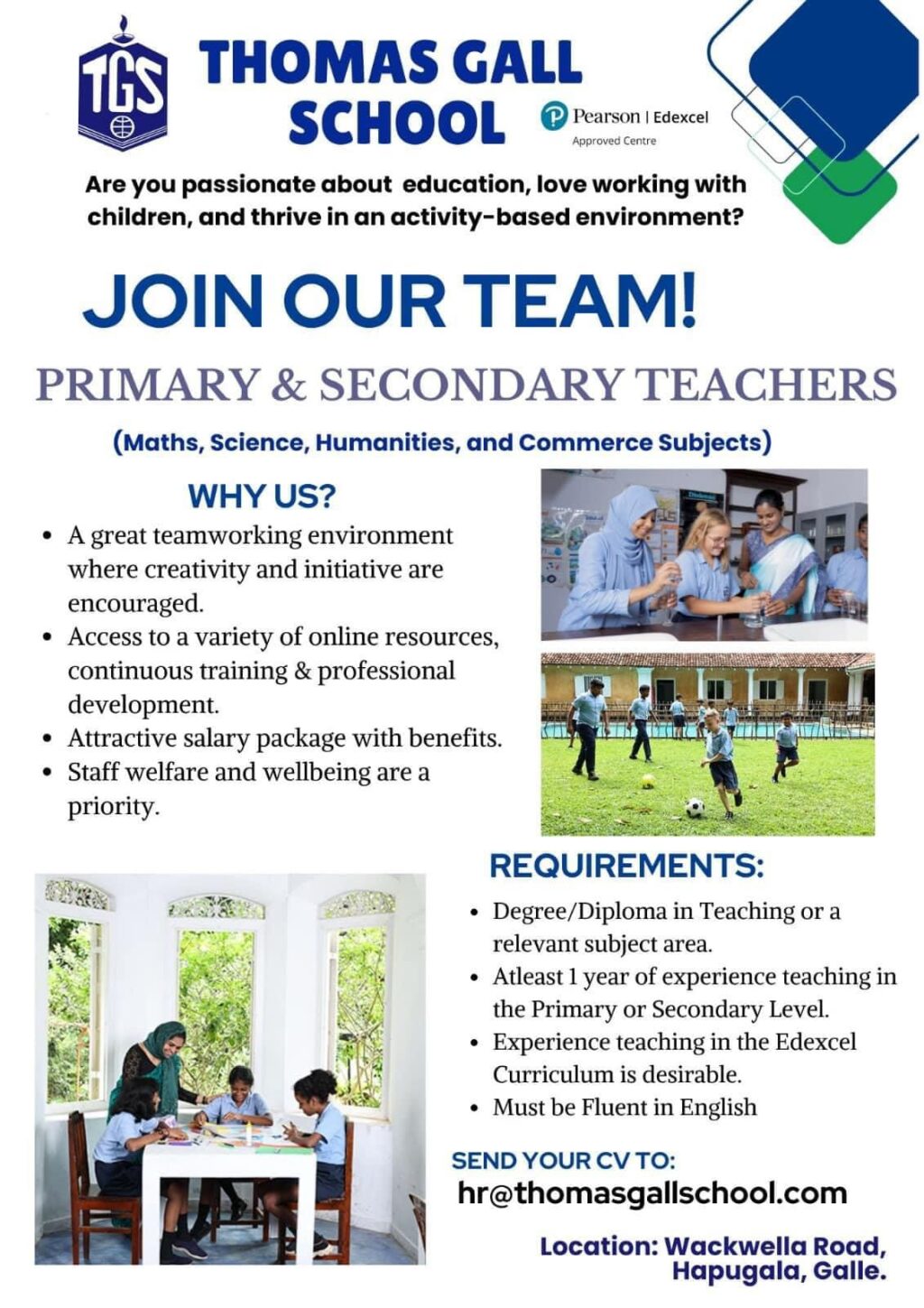 Primary and Secondary Teachers - Jobseeker.lk