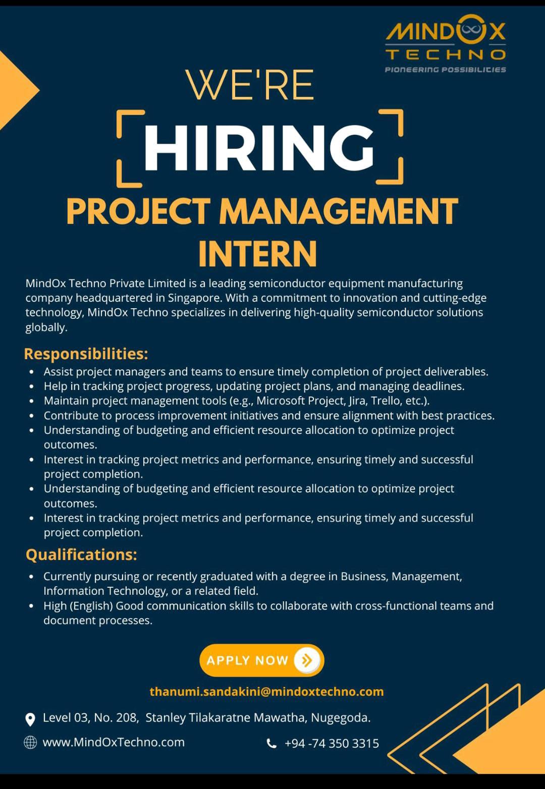 Project Management Internship - Jobseeker.lk