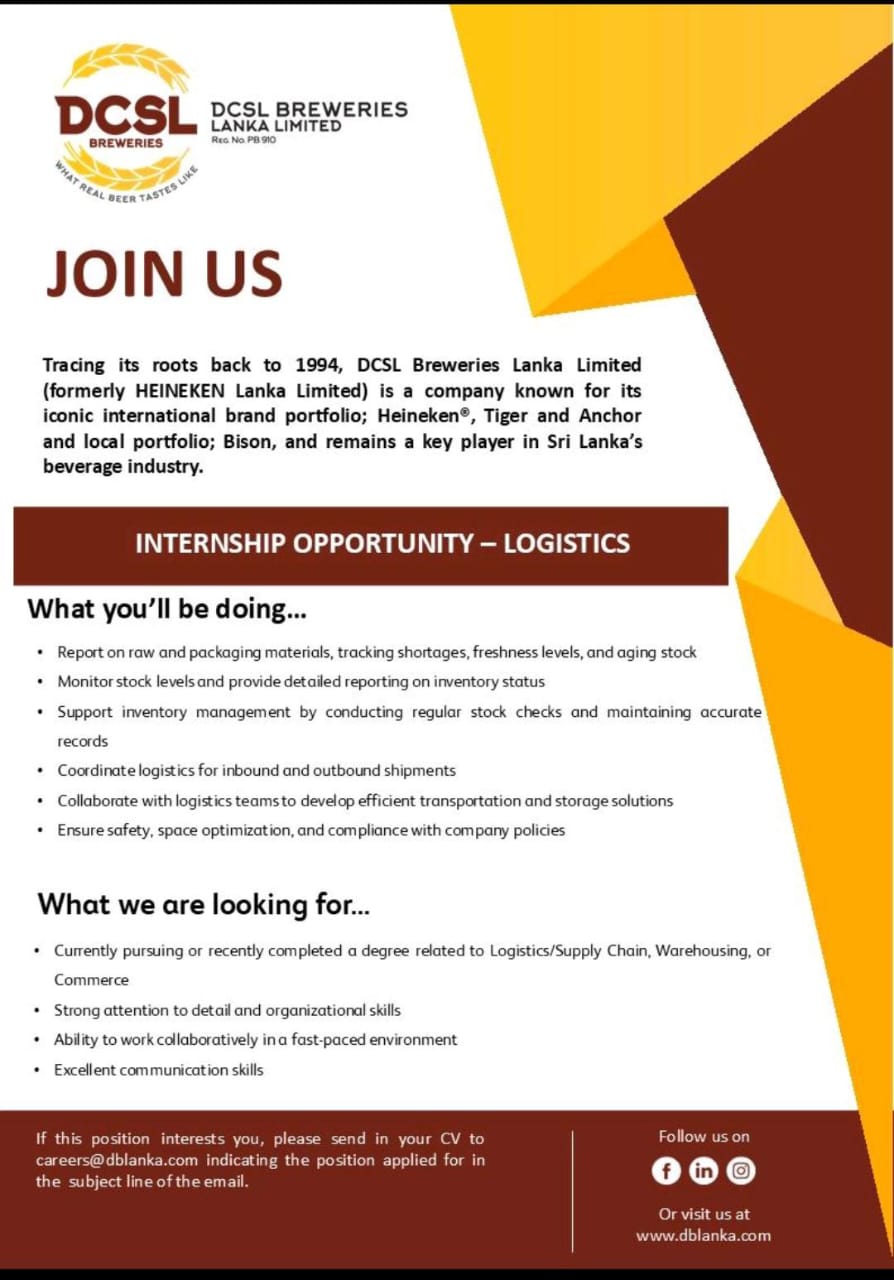 Logistics Internship - Jobseeker.lk