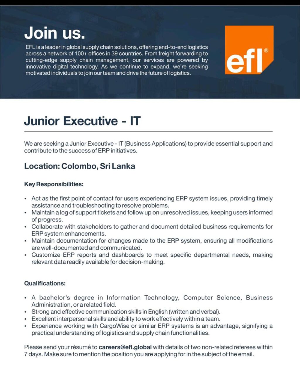Junior Executive IT - Jobseeker.lk