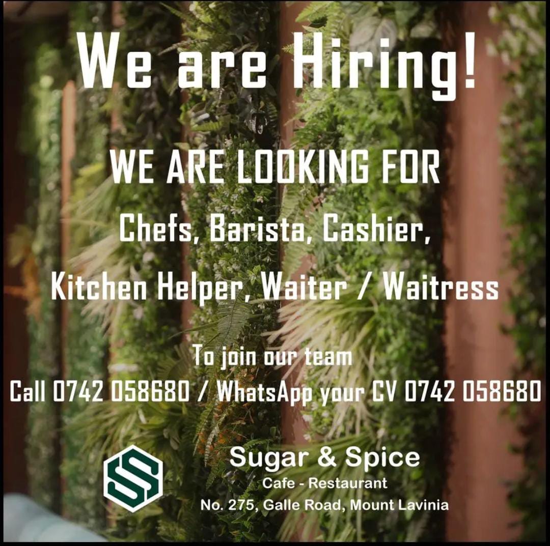 Chefs Barista Cashier Kitchen Helper Waiter / Waitress - Jobseeker.lk