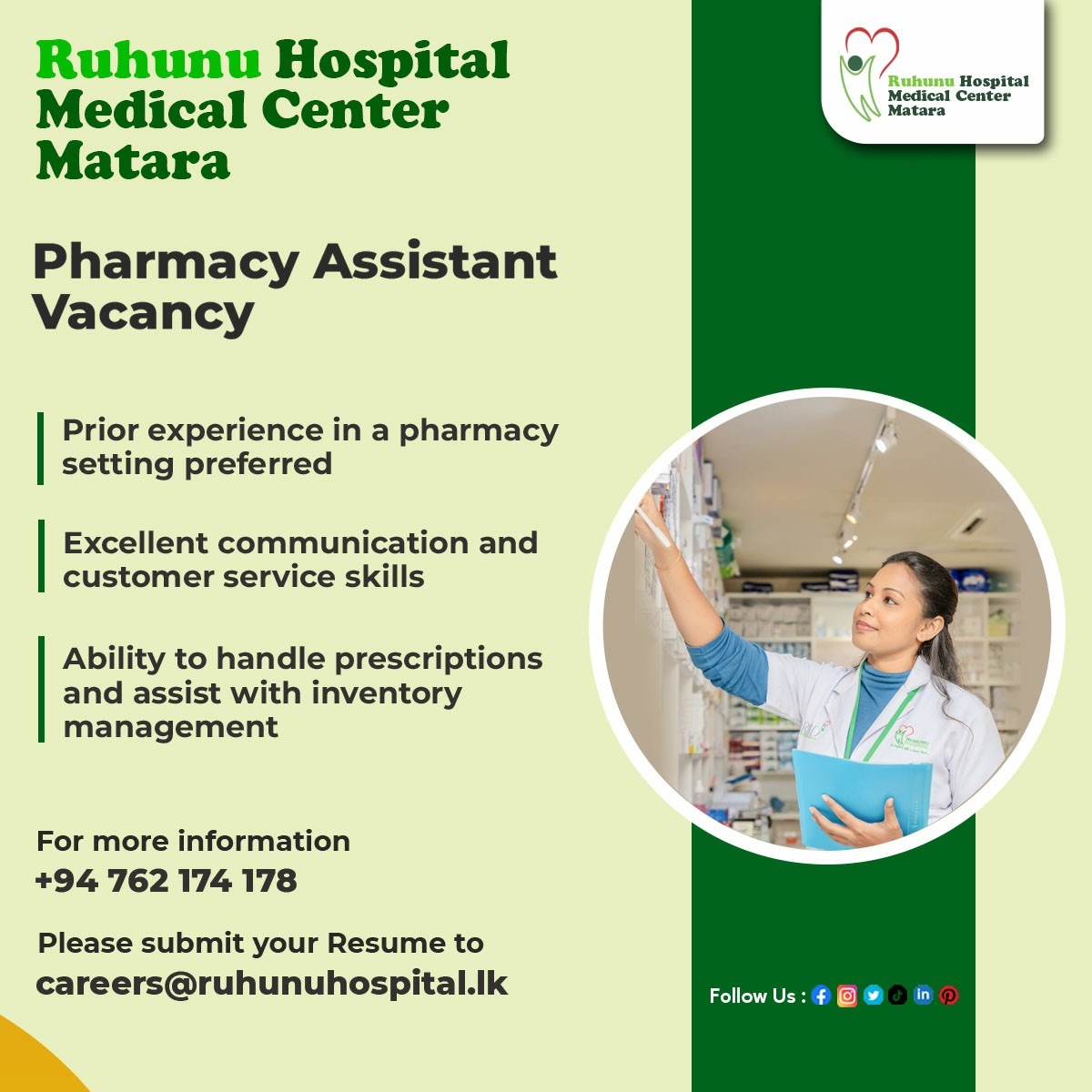 Pharmacist | Pharmacy Assistant - Jobseeker.lk