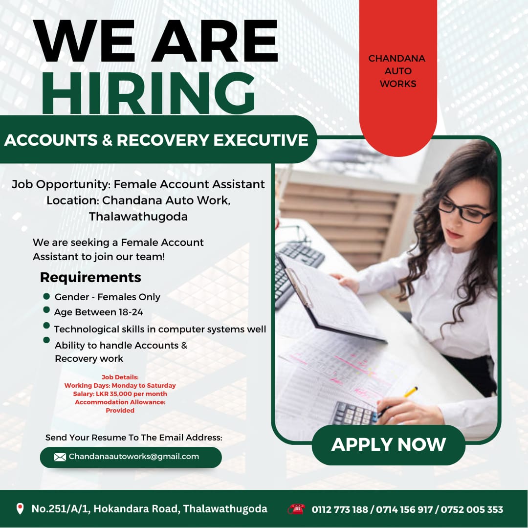 Accounts and Recovery Executive - Jobseeker.lk