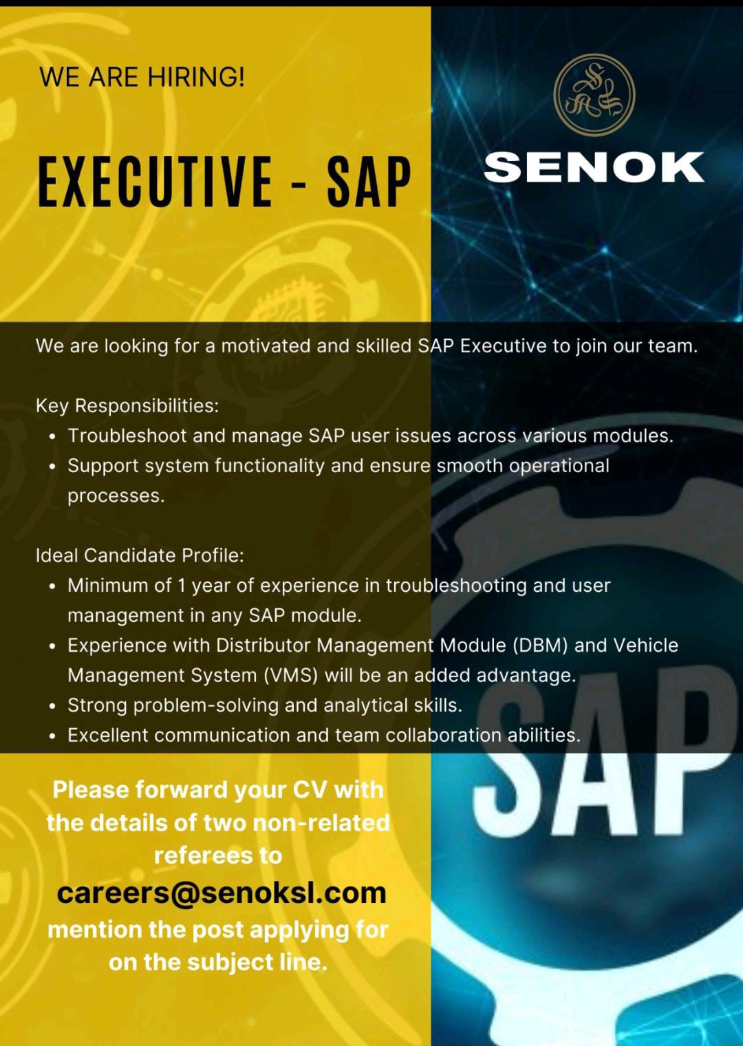 Executive SAP - Jobseeker.lk