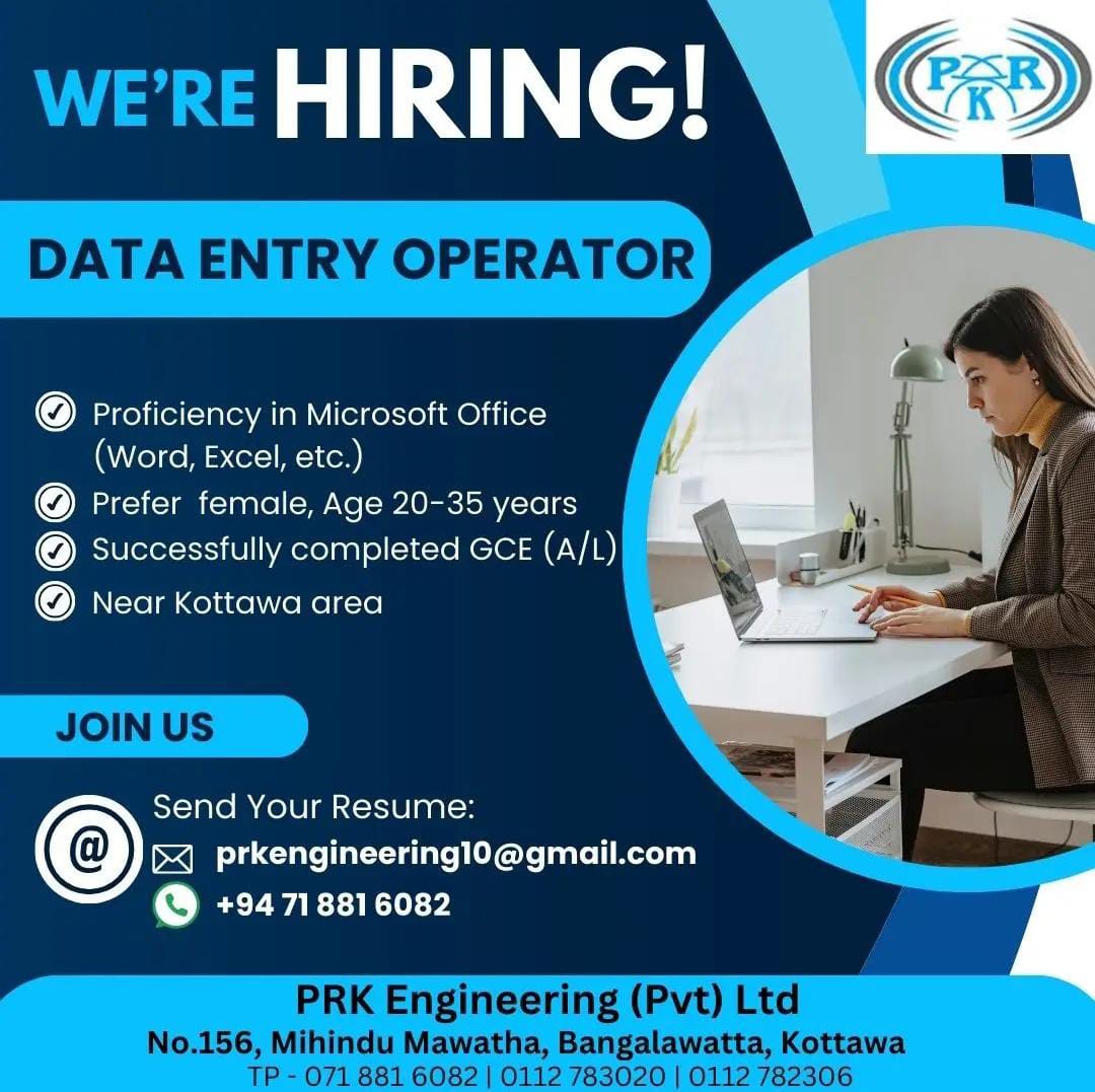 Data Entry Operator - Jobseeker.lk