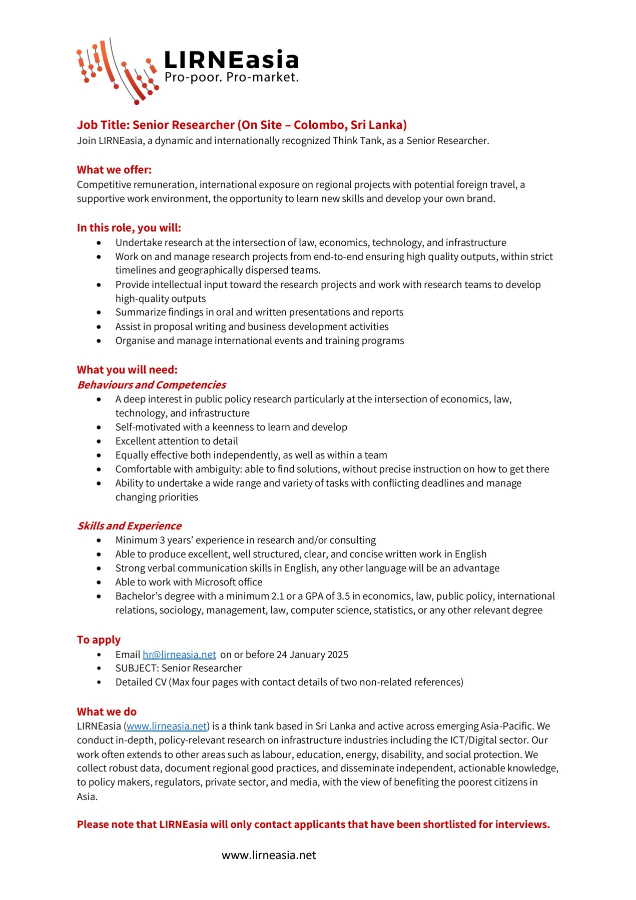 Senior Researcher - Jobseeker.lk