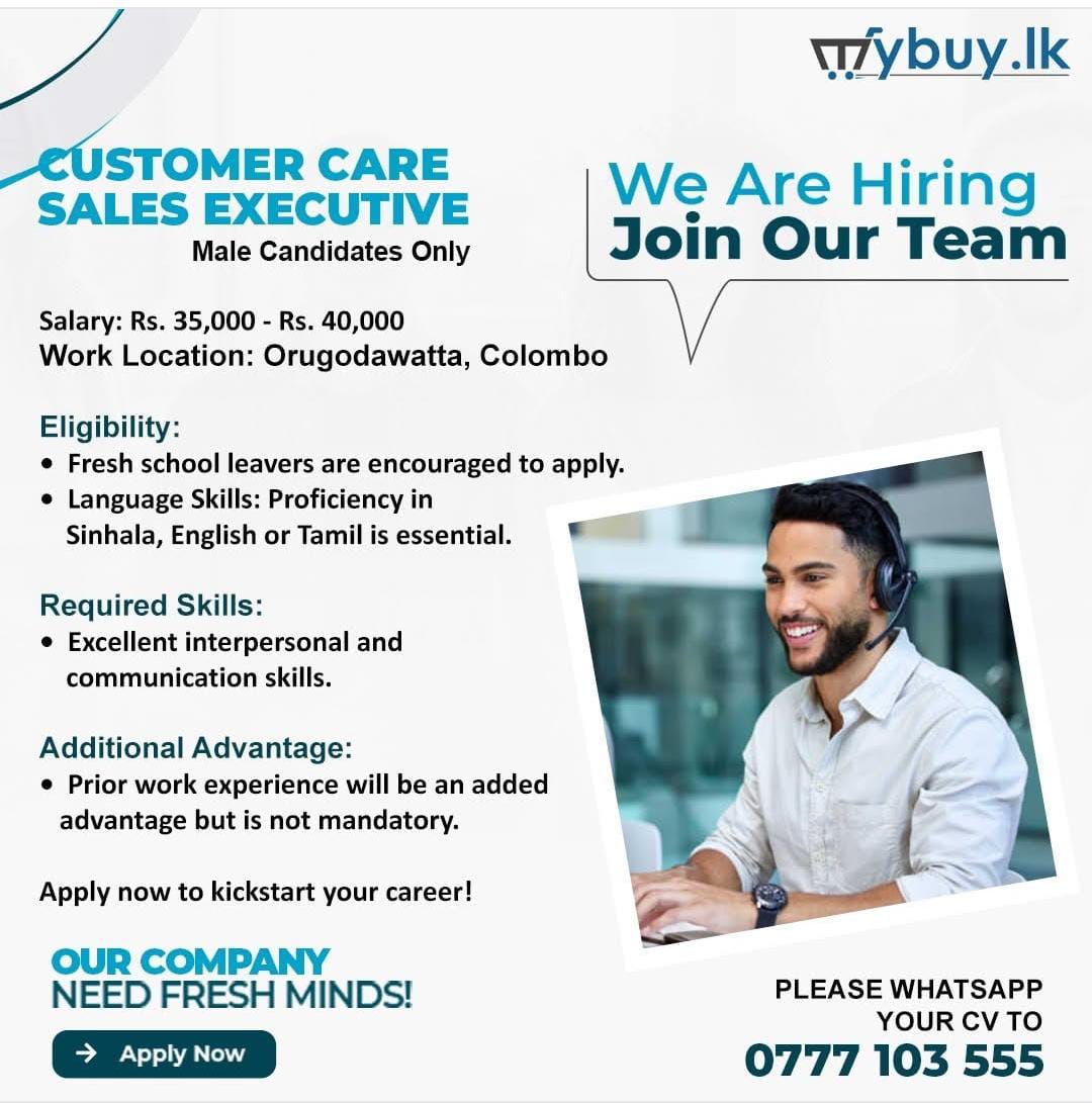 Customer care sales Executive - Jobseeker.lk