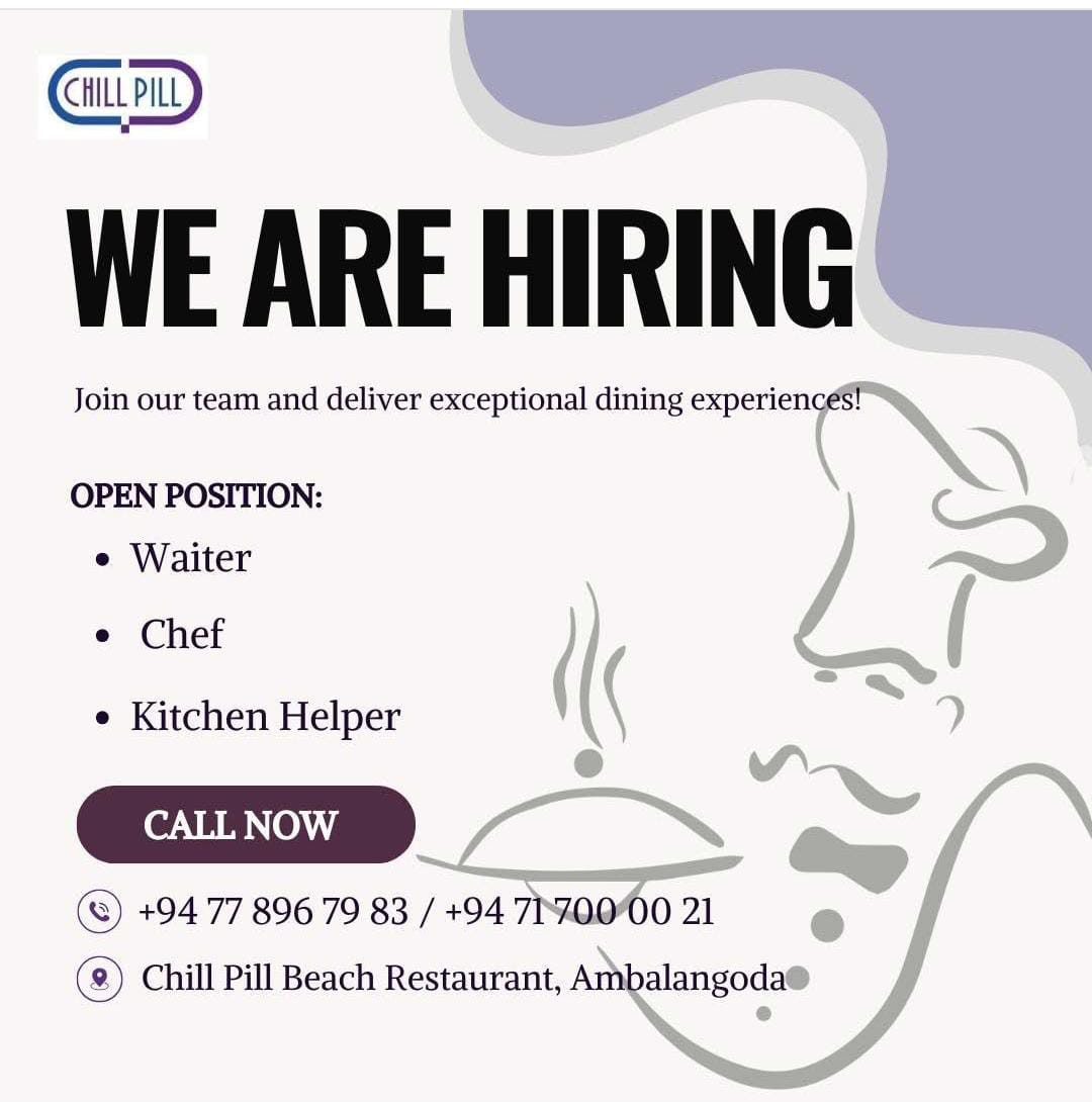 Chef / Waiter / Kitchen Helper - Jobseeker.lk