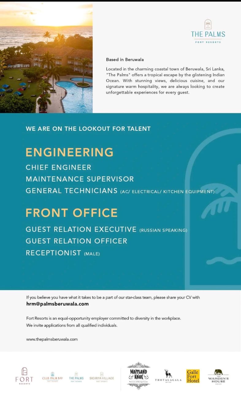 Chief Engineer/ Maintenance Supervisor/ Technician/Guest Relations ...
