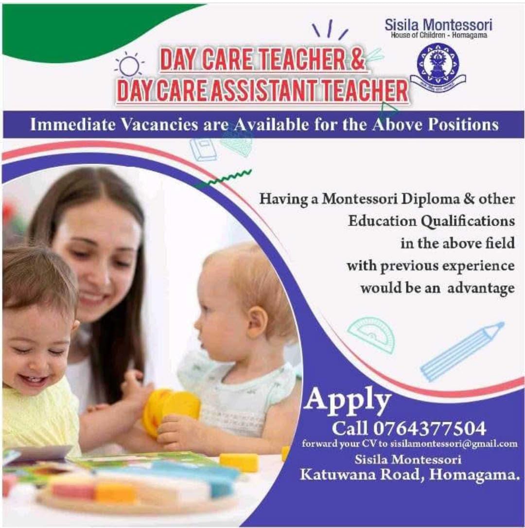 Day Care Teacher / Day Care Assistant Teacher - Jobseeker.lk