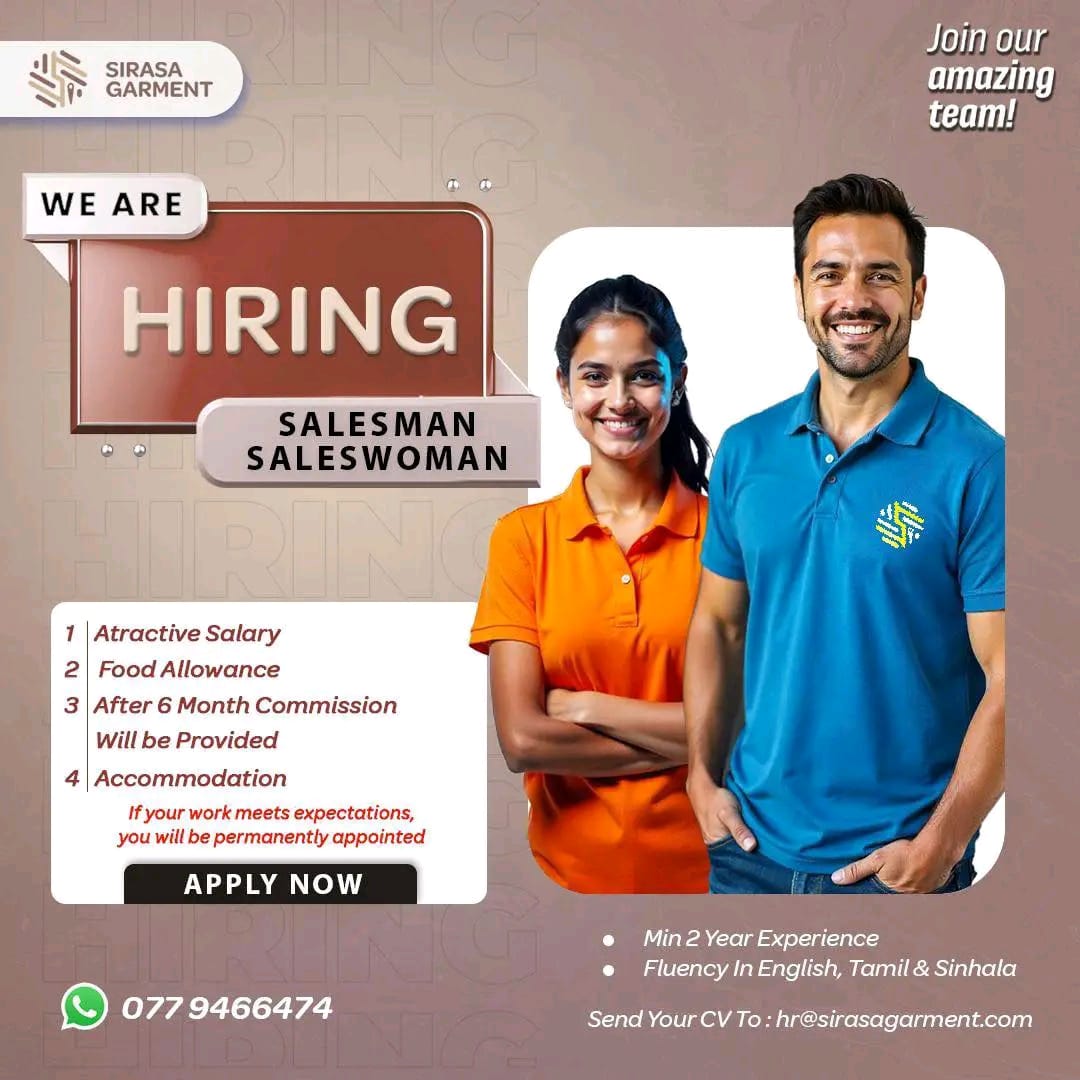 Salesman / Saleswoman - Jobseeker.lk