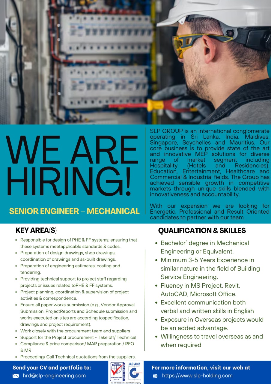 Senior Engineer Mechanical - Jobseeker.lk