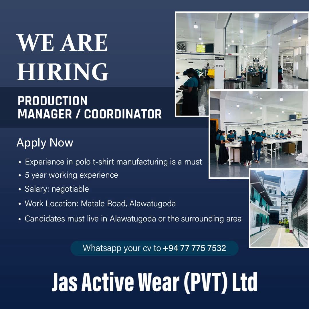 Production Manager/ Coordinator - Jobseeker.lk