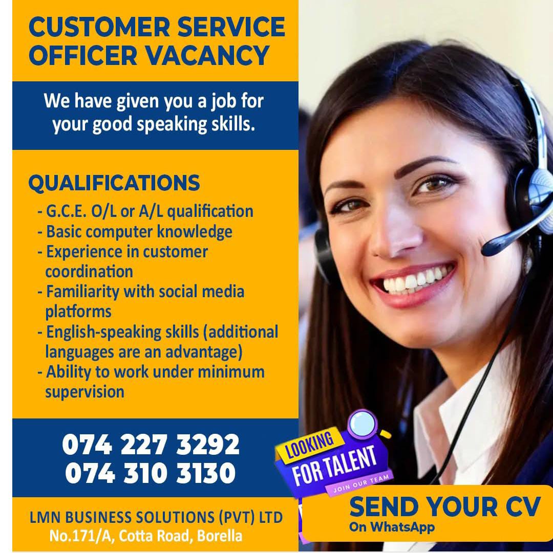 Customer Service Officer - Jobseeker.lk