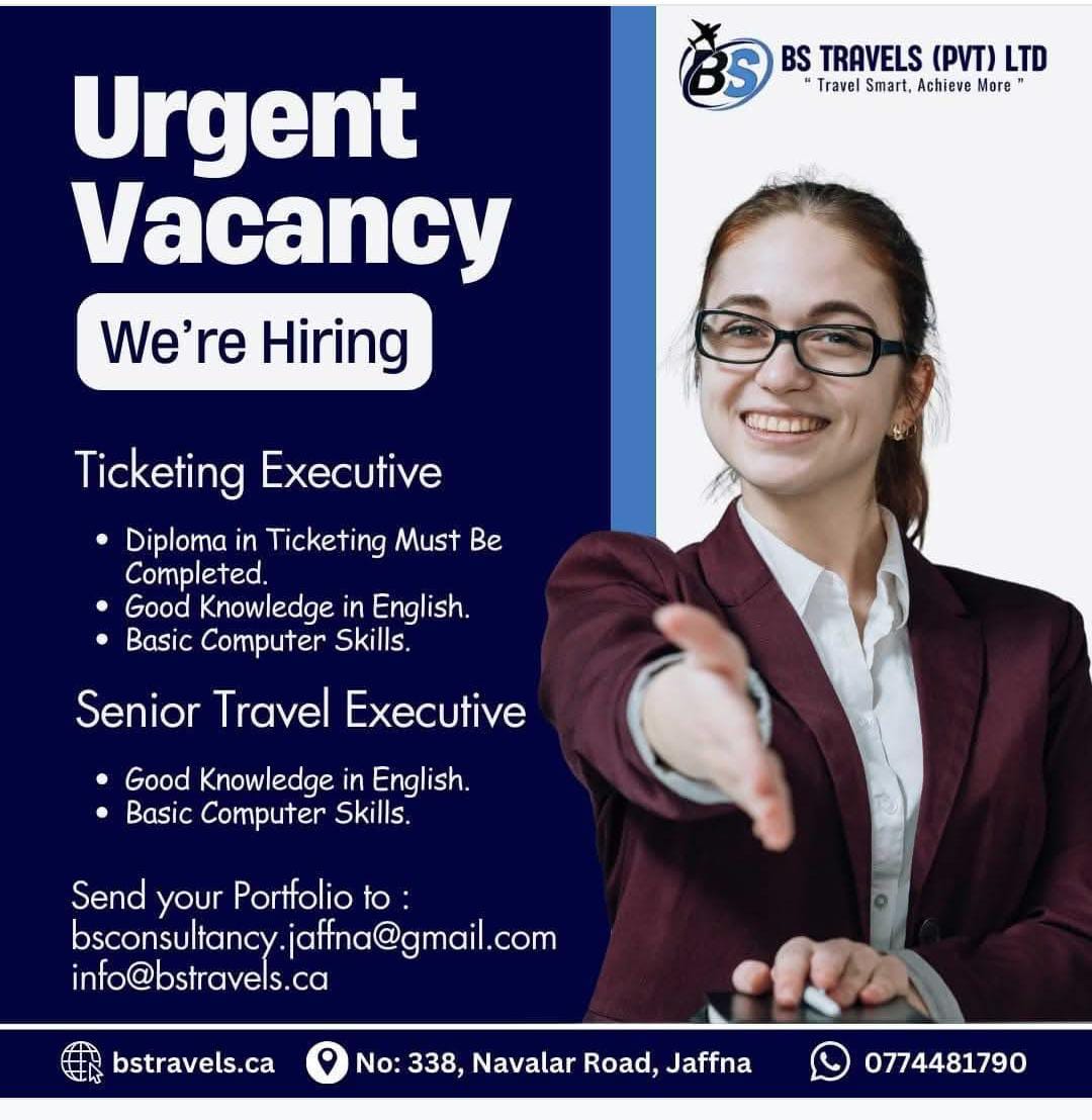 Ticketing Executive / Senior Travel Executive - Jobseeker.lk