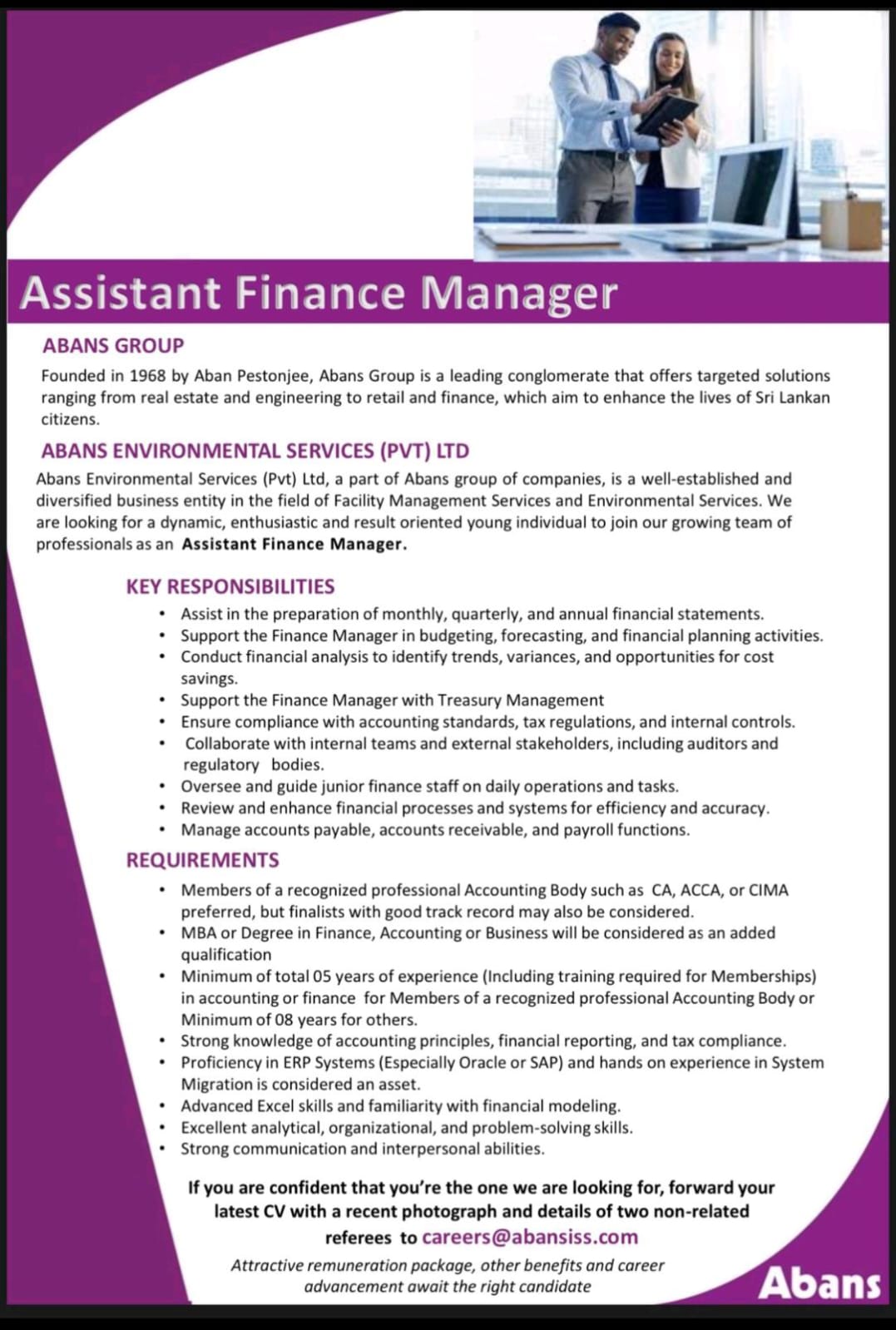 Assistant Finance Manager - Jobseeker.lk