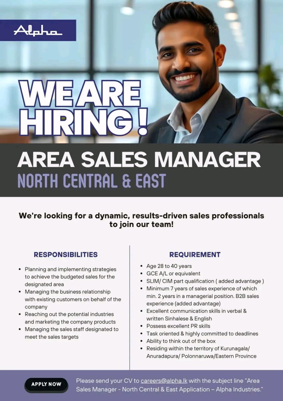 Area Sales Manager - Jobseeker.lk