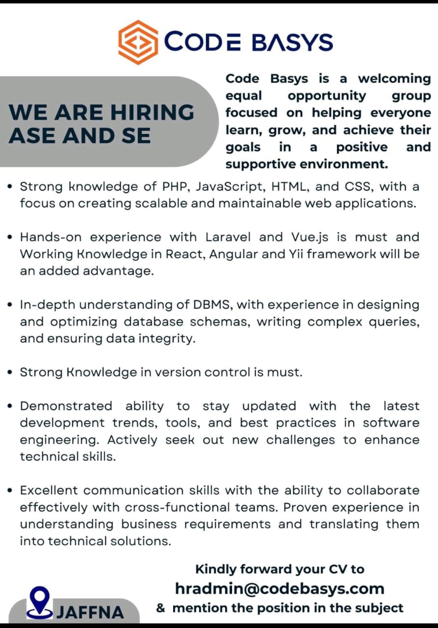 Associate Software Engineer Software Engineer Jobseeker Lk