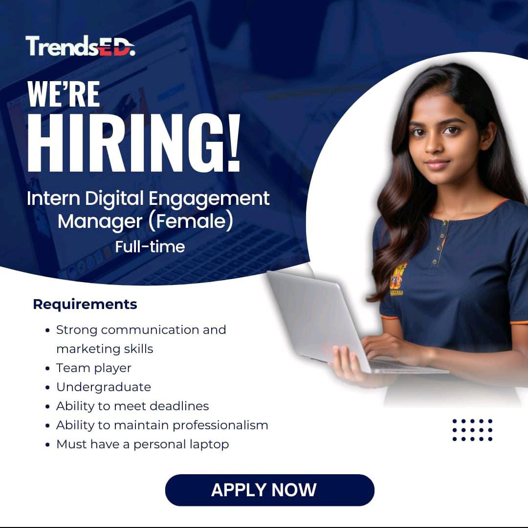 Intern Digital Engagement Manager (Female) - Jobseeker.lk