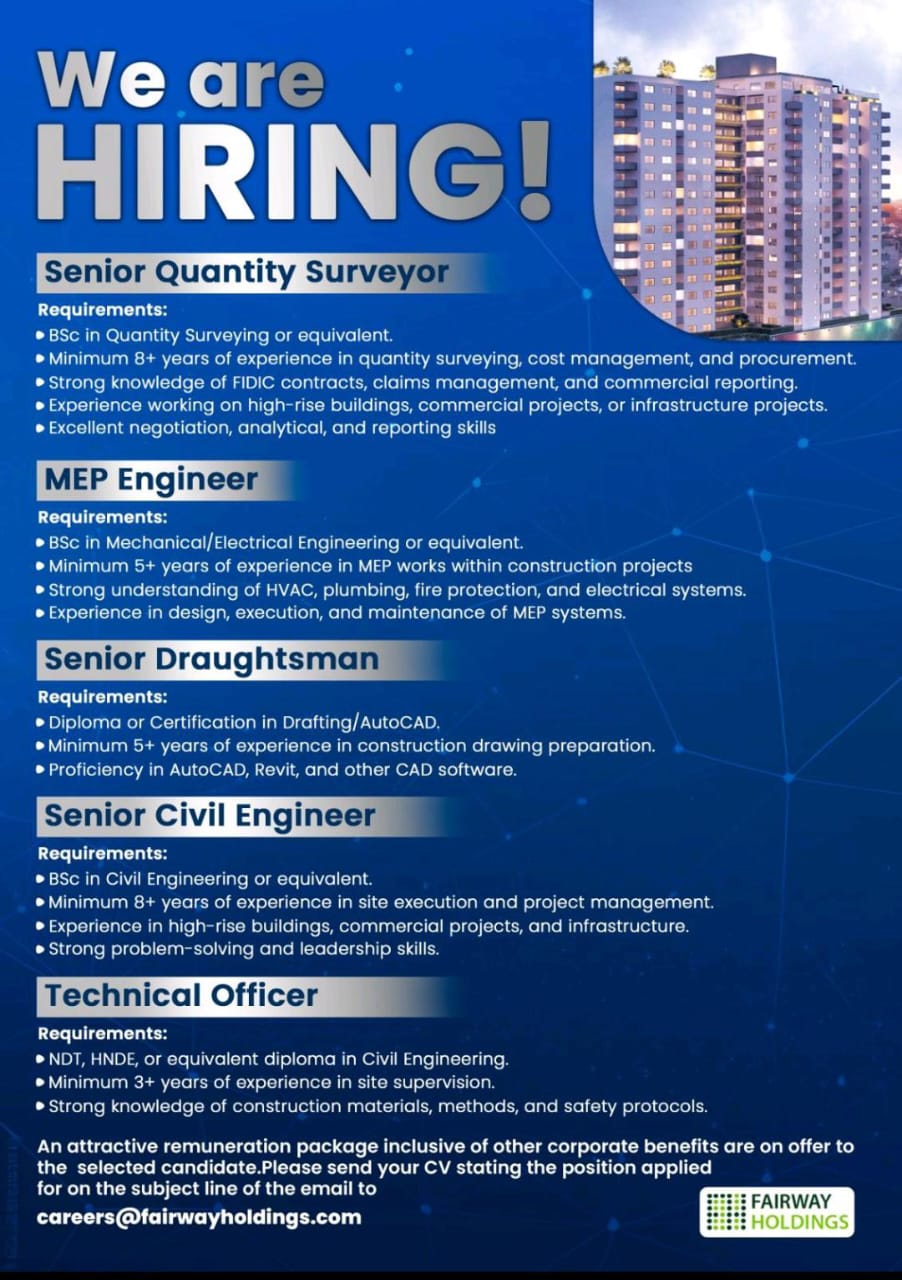 MEP Engineer / Senior Civil Engineer / Technical Officer / Senior ...