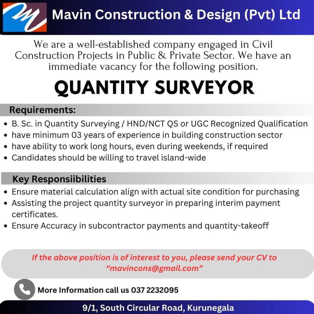 Quantity Surveyor - Jobseeker.lk