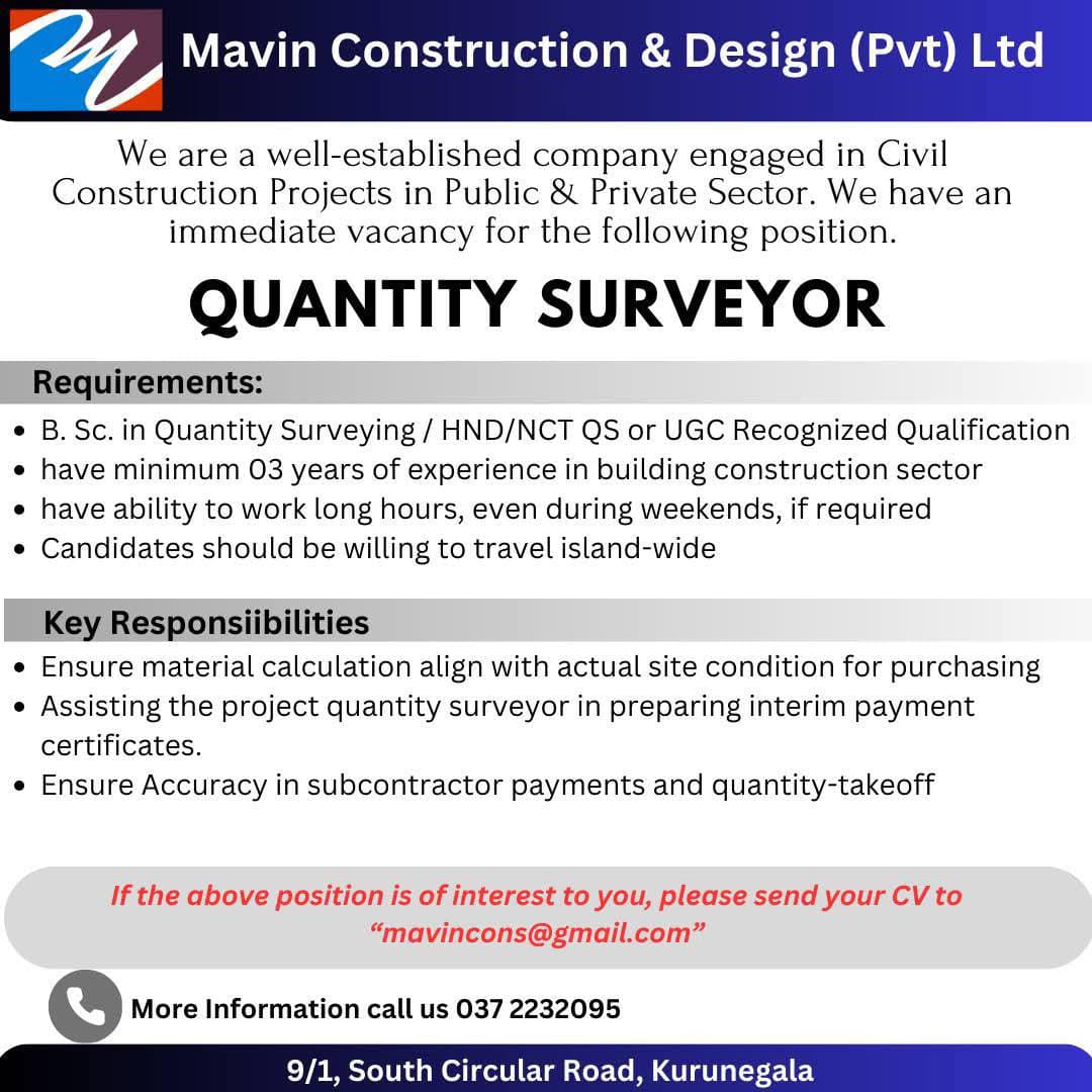 Quantity Surveyor - Jobseeker.lk