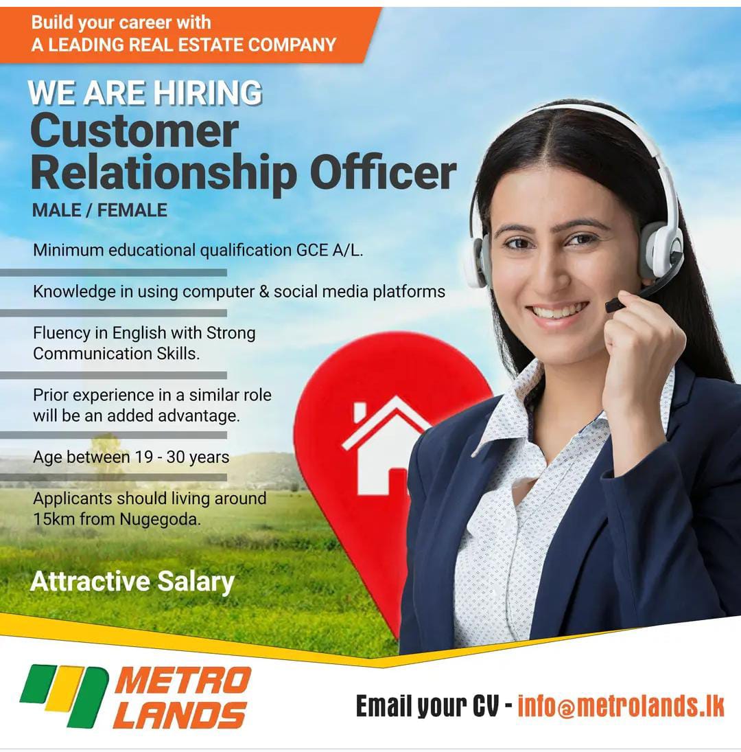 Customer Relationship Officer - Jobseeker.lk