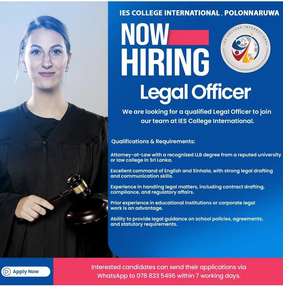 Legal Officer - Jobseeker.lk