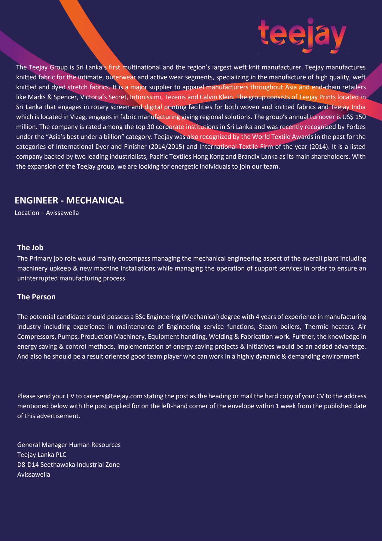 Engineer Mechanical - Jobseeker.lk