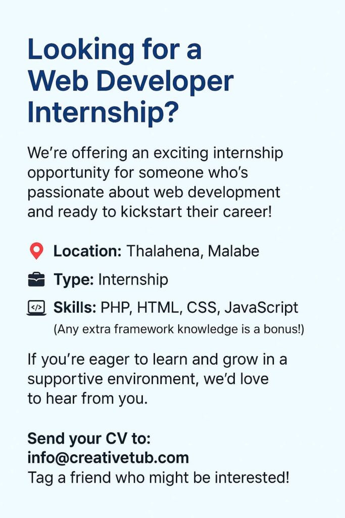 Web Developer Internship - Jobseeker.lk