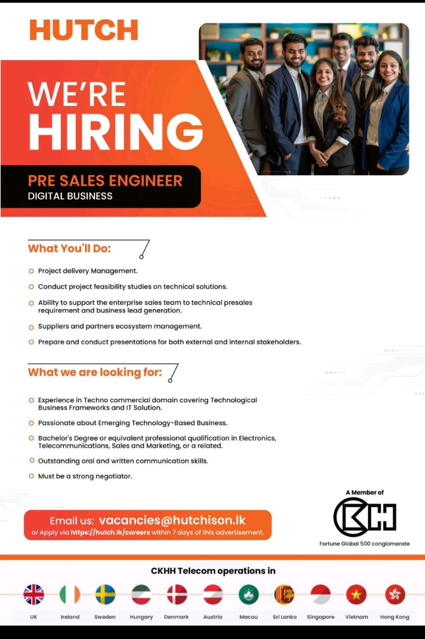 Pre Sales Engineer - Jobseeker.lk