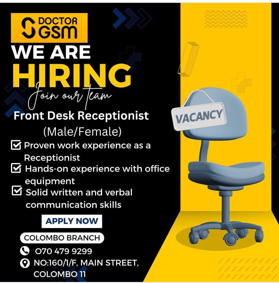 Receptionist - Jobseeker.lk