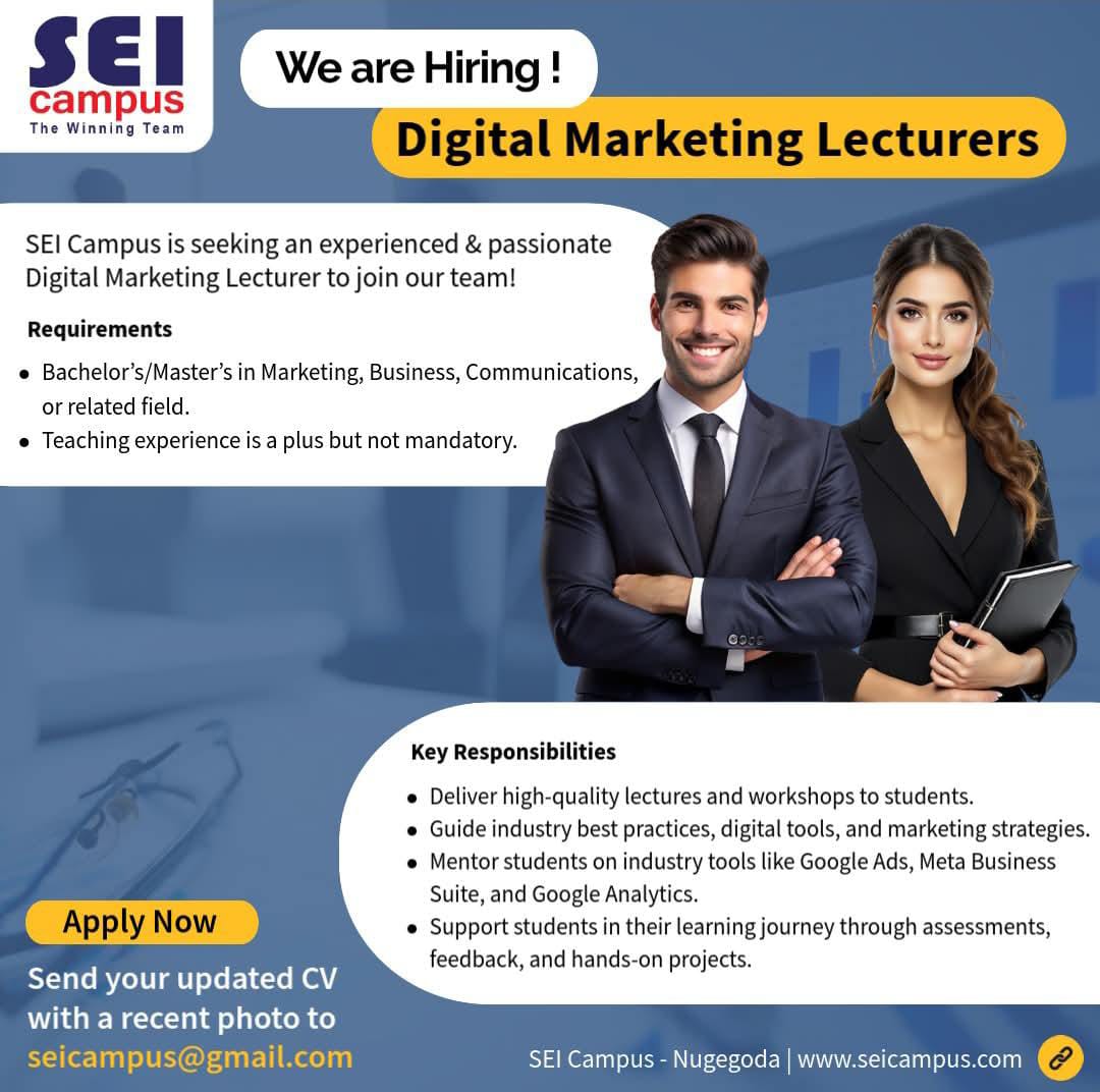 Digital Marketing Lecturer - Jobseeker.lk