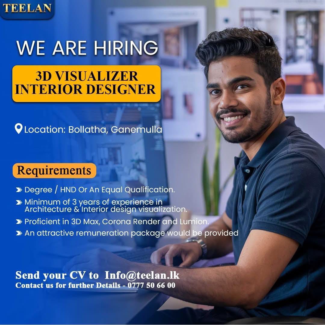 3D Visualizer Interior Designer - Jobseeker.lk